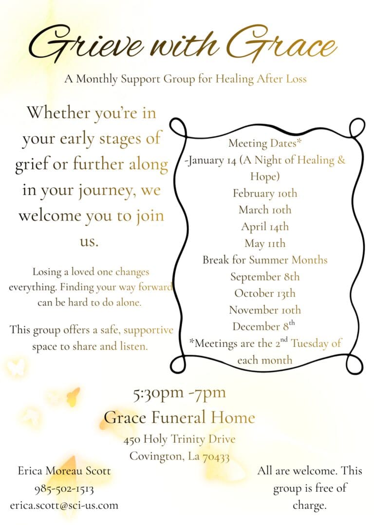 Grief & Bereavement Resources | St. Tammany Parish Coroner's Office